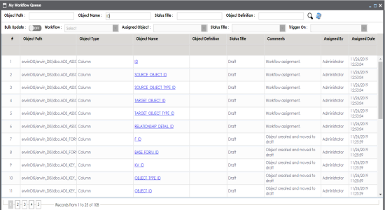 Executing Workflows for Columns