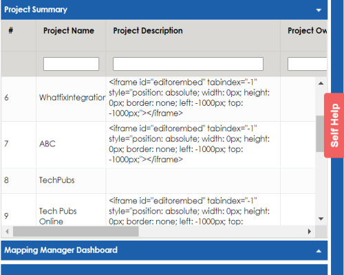 Viewing Mapping Manager Dashboard