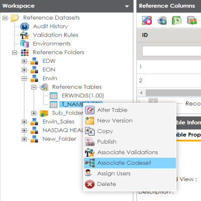 Associating Codesets With Reference Tables