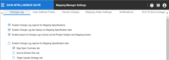 Configuring Change Log Settings