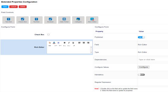 Configuring Extended Properties