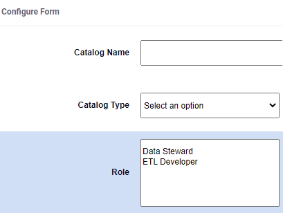 Configuring Catalog Form