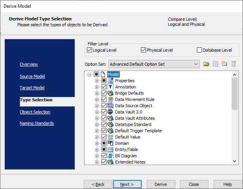 Deriving Models in a Project