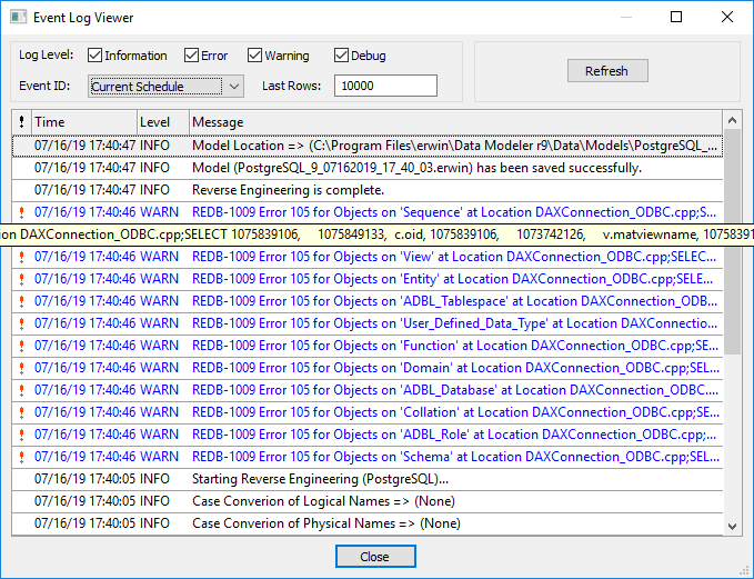 Viewing Event Log