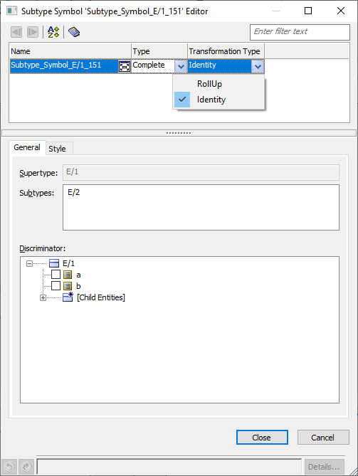Roll Up a Subtype Relationship with a Transformation